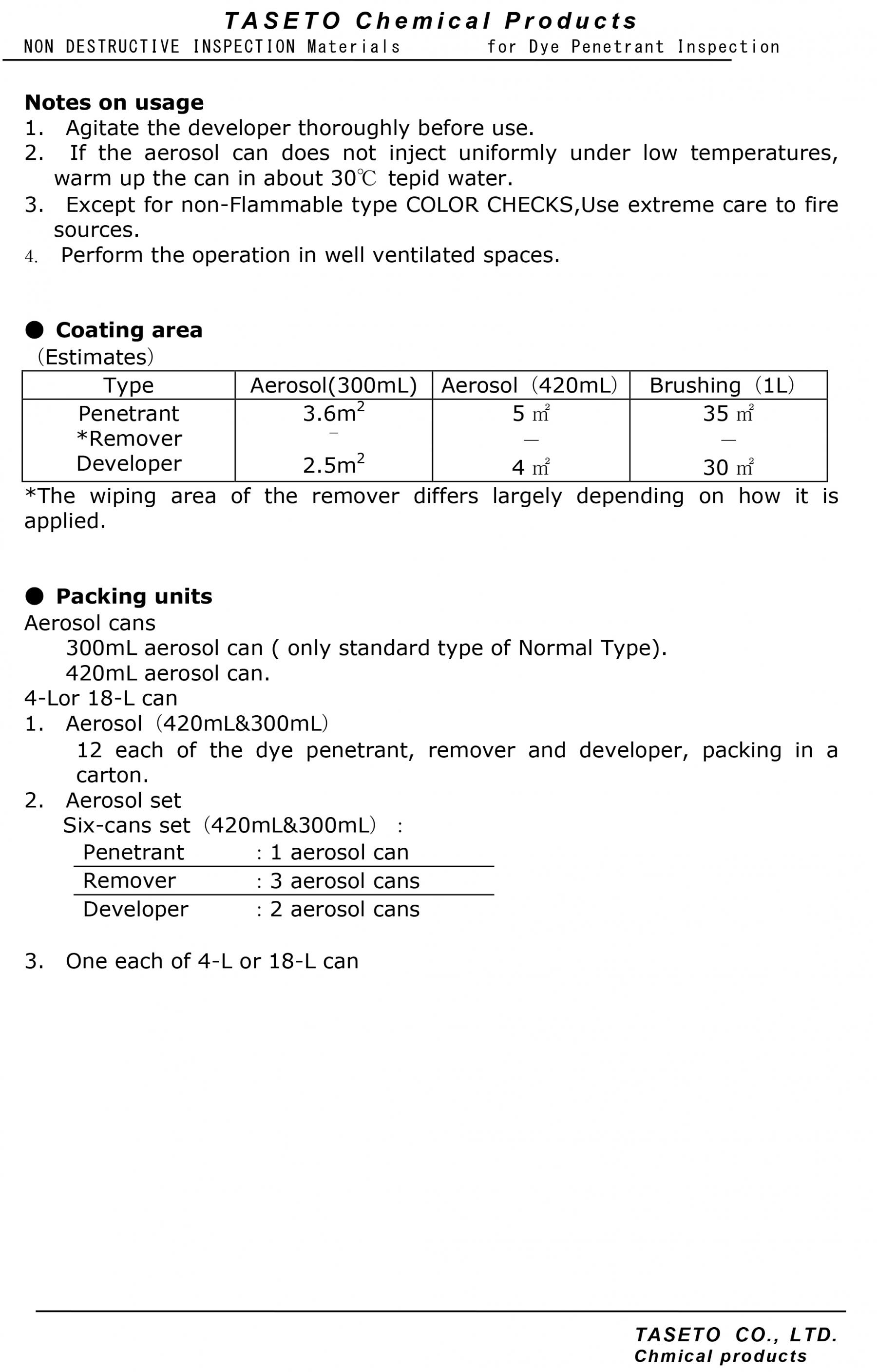 น้ำยาตรวจเช็คแนวเชื่อม TASETO PT CHECK REMOVER
